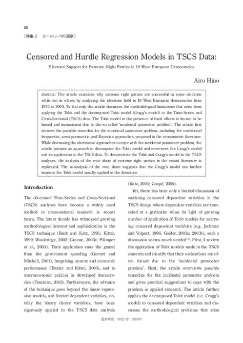 Pdf Censored And Hurdle Regression Models In Tscs Data
