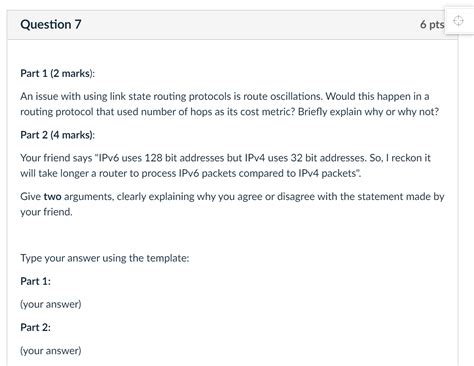 solved question 7 6 pts part 1 2 marks an issue with