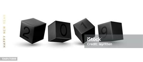 2019 새 해 숫자 큐브 3d 요소 큐브 도형 세련 된 배경을 최소한의 추상 예술 0명에 대한 스톡 벡터 아트 및 기타 이미지 0명 디자인 문자 Istock