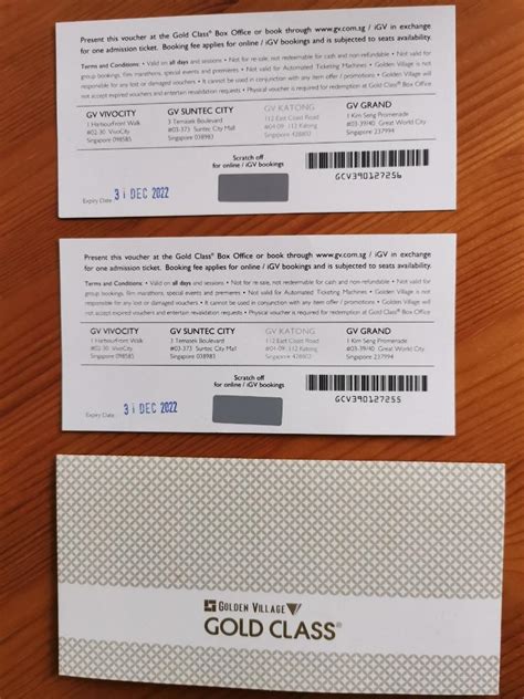 Golden Village Gold Class Tickets Tickets And Vouchers Vouchers On
