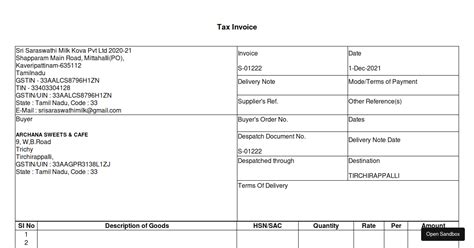 Tax Invoice Codesandbox