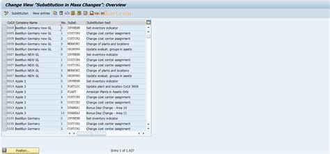 OA SAP Tcode Substitution Mass Changes To Assets