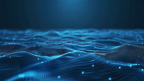 Abstract Blue Grid Background With Glowing Dots Ai Generated Stock Illustration Illustration