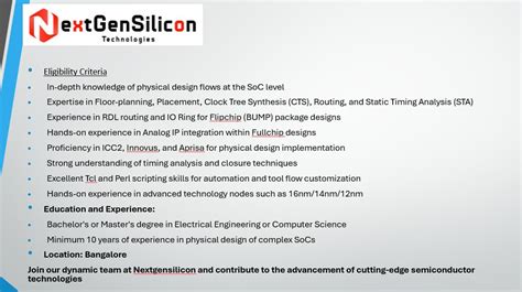 Sai Preethi Reddy On Linkedin Nextgensilicon Is Seeking A Highly Skilled Physical Design Lead
