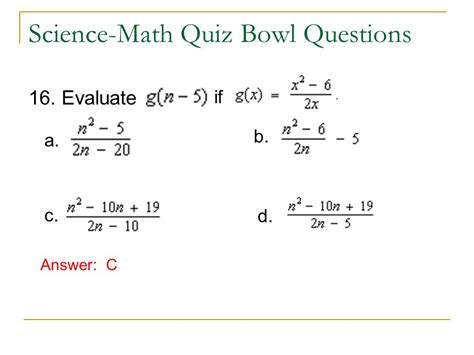 Best Quiz Bowl Math Questions