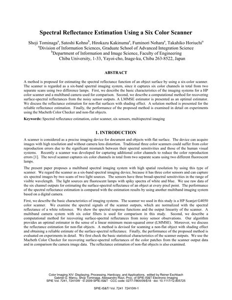 Pdf Spectral Reflectance Estimation Using A Six Color Scanner