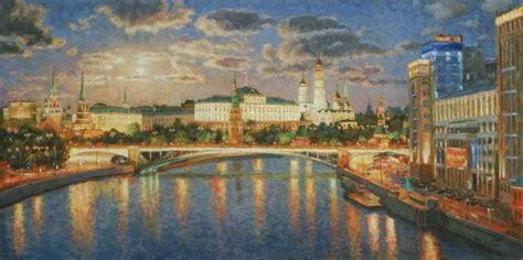 Картины современных художников Луна повисла над Кремлем Пейзажи Современные художники