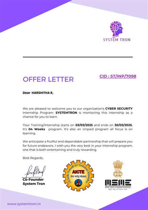 Cybersecurity Internship Learning Systemtron Grateful