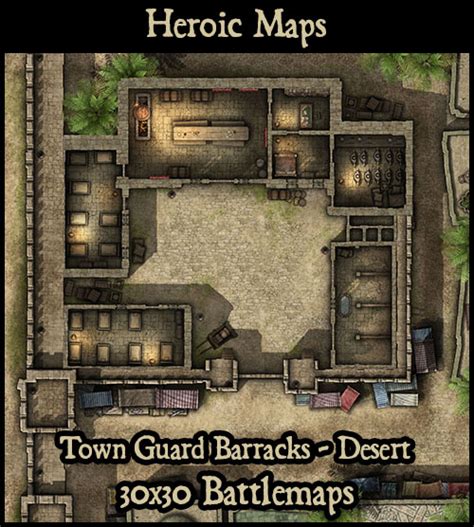 Heroic Maps Town Guard Barracks Desert Foundry VTT Module Heroic Maps Buildings Cities