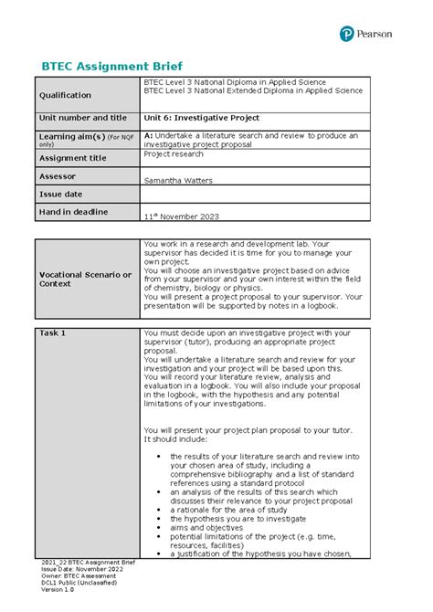 Unit 13 A Assignment Brief Btec Assignment Brief Qualification