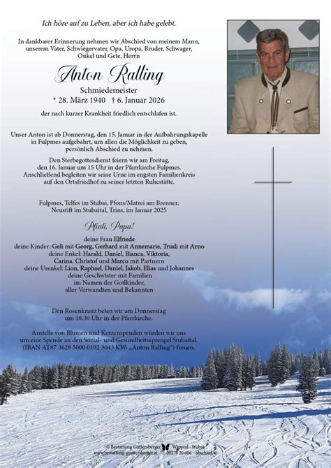 Anton Ralling Bestattung Güttersberger