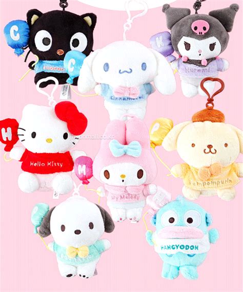 정품 산리오 헬로키티 마이멜로디 쿠로미 폼푸린 시나모롤 키티 포차코 초코캣 한교동 생일선물 캐릭터 파티 가방걸이 인형키링 에이블리
