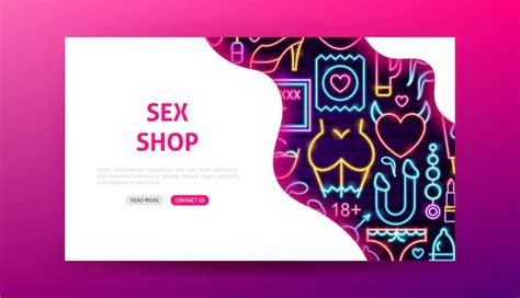 Página Inicial Do Sex Shop Neon Ilustração Em Vetor De Banner Da Web