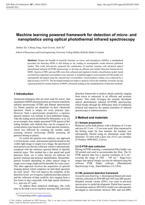 PDF Machine Learning Powered Framework For Detection Of Micro And Nanoplastics Using Optical