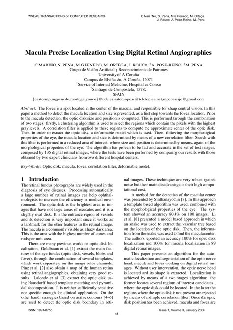 Pdf Macula Precise Localization Using Digital Retinal Angiographies