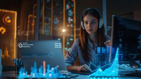 Professional Woman Analyzing Data Premium Ai Generated Image