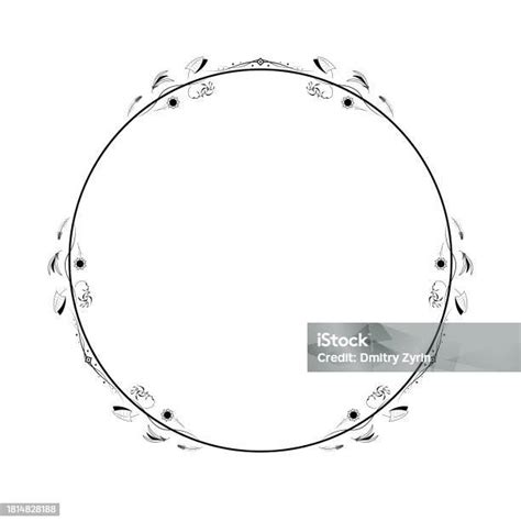 추상 검정 간단한 라인 라운드 서클 잎 잎 프레임 꽃 낙서 윤곽 윤곽 요소 벡터 디자인 스타일 스케치 결혼식 및 배너에 대 한 격리 된 일러스트 0명에 대한 스톡 벡터 아트