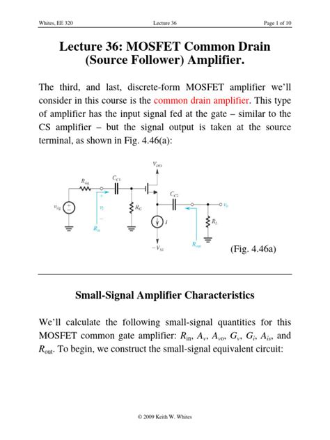 Lecture36 Mosfet Common Drain Amplifier Pdf Amplifier Computer Engineering