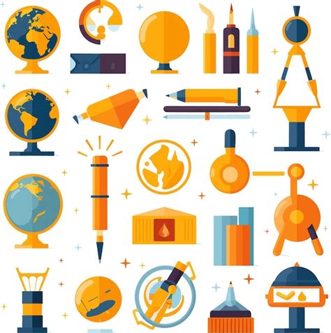 Premium Vector Icon Set Flat Style Education Symbols Such As A Graduation Cap Book Pencil