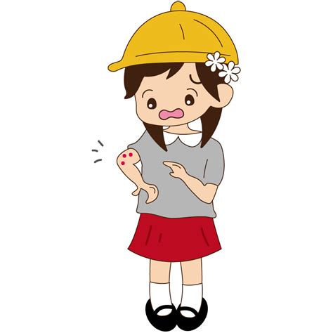 赤い水いぼができた女の子のかわいいイラスト画像素材無料 フリー