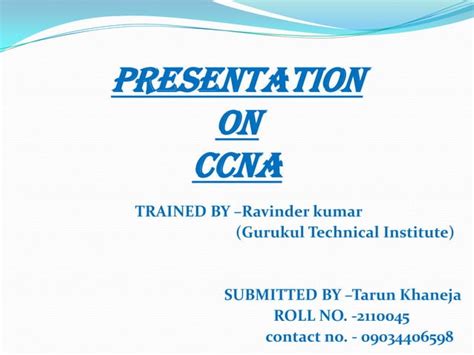 Ccna Summer Training Ppt Cisco Certified Network Analysis Ppt By