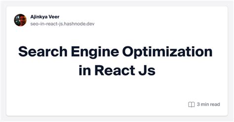 Ajinkya Veer On Linkedin Search Engine Optimization In React Js