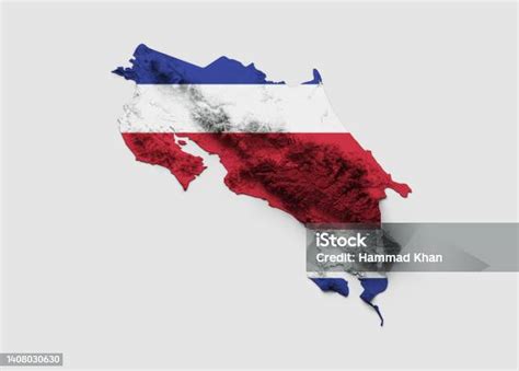 코스타리카 지도 코스타리카 국기 음영 릴리프 색상 높이 지도 흰색 배경 3d 그림 3차원 형태에 대한 스톡 사진 및 기타 이미지 3차원 형태 9월 강 Istock