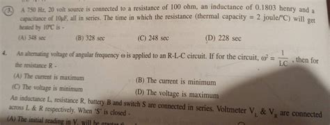 An Altemating Voltage Of Angular Frequency ω Is Applied To An R−l−c Circu