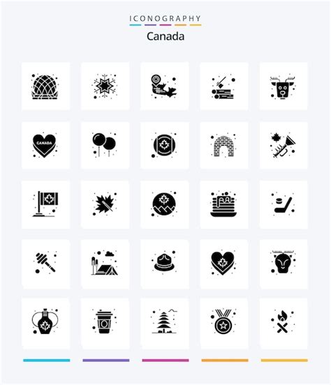free vector creative canada 25 glyph solid black icon pack such as canada outdoor canadian