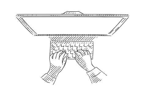 Premium Vector Man Typing Keyboard On Computer Sketch Hand Drawn Business Concept