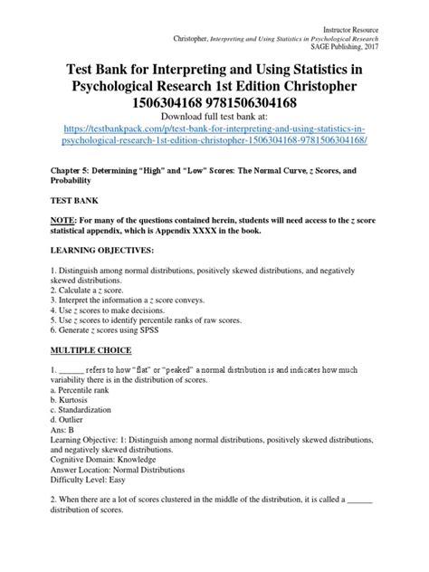 Interpreting And Using Statistics In Psychological Research 1st Edition Christopher Test Bank