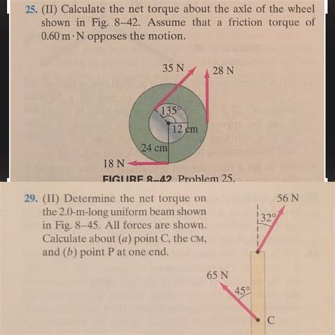 solved 25 ii calculate the net torque about the axle of