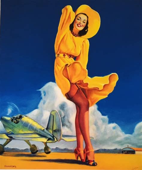 Large Canvas Sale Elvgren Tailwind Aviation Nose Art Pin Up Seamed Full Fashioned Nylons