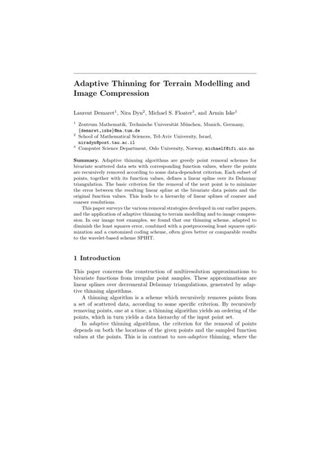 Pdf Adaptive Thinning For Terrain Modelling And Image Compression