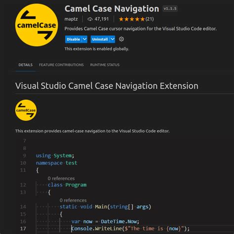 VS Code Extension Camel Case Navigation Ardoid Eu Software Tools And Programming