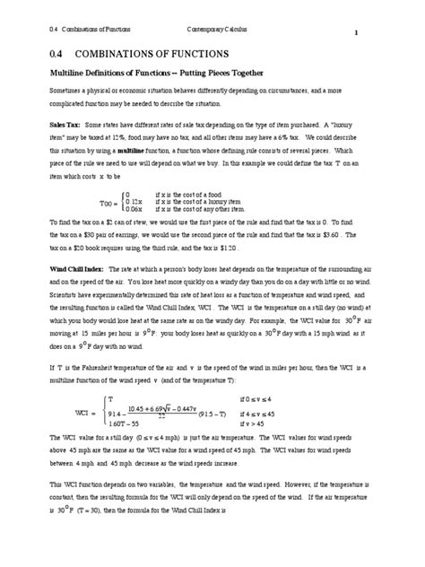 0 4 Combinations Of Functions Pdf Function Mathematics Celsius
