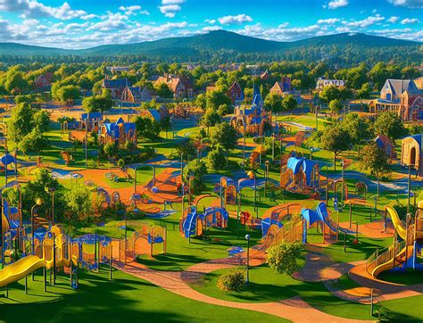 아름다운 큰 놀이터 오버 헤드보기 운동장 놀이 어린이 배경 일러스트 및 사진 무료 다운로드 Pngtree