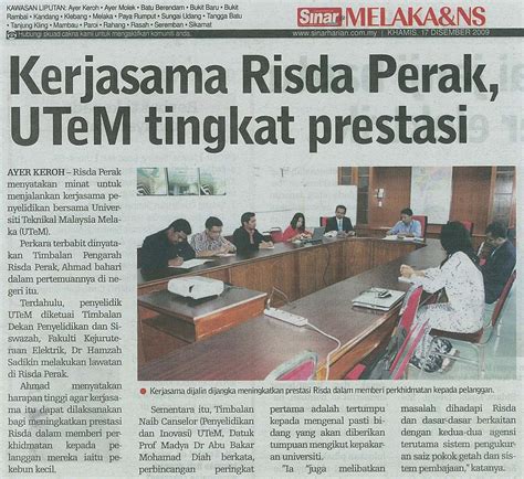 Utem In Newspapers 2009 December Sinar 17 12 09 Kerjasama Risda Perak Utem Tingkat