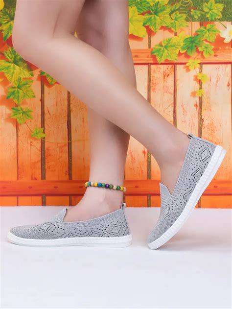 Womens Breathable Knit Flat Shoes Casual Slip Outdoor Shoes Temu