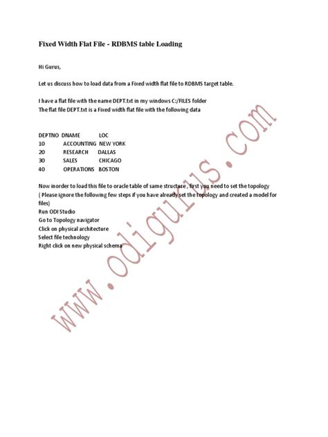 Fixed Width Flat File Rdbms Pdf