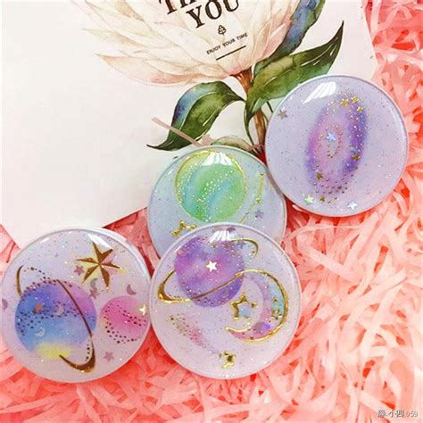 พร้อมส่งgiptok ที่ติดหลังโทรศัพท Glitter Planet Starry Sky Universe ถุงลมนิรภัยวงเล็บ Lazy