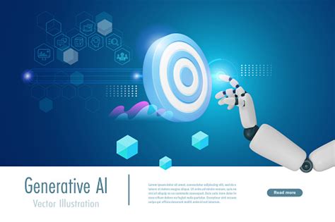 디지털 마케팅 및 비즈니스 타겟을 가진 Ai Ai 로봇 손 터치 대상과 비즈니스 분석 및 블록 체인 인공 지능 혁신 기술은 성공