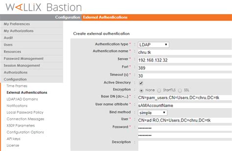 Wallix Bastion Ldap Configuration