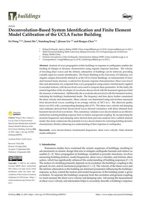 Pdf Deconvolution Based System Identification And Finite Element Model Calibration Of The Ucla