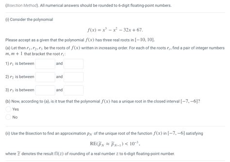 Solved Bisection Method All Numerical Answers Should Be