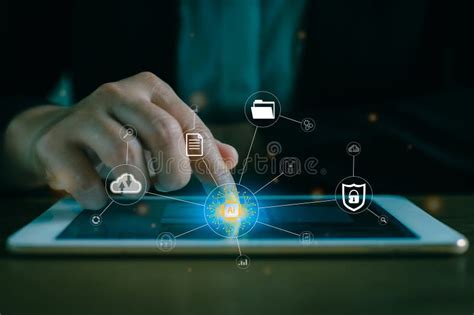 Pointing Finger On Smartphone Digital Ai Chatbot Communicate And