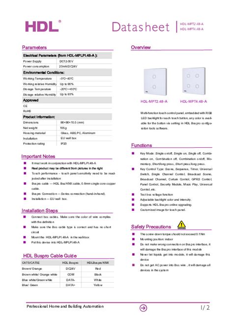 HDL ITouch 2 Button Wall Panel BLACK From Alltrade HDL MPT2 48 A B