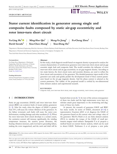 Pdf Stator Current Identification In Generator Among Single And Composite Faults Composed By