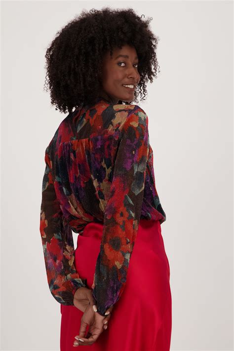 Blouse Van Mesh Met Kleurrijk Bloemenmotief Van Geisha 7012894 Dames E5