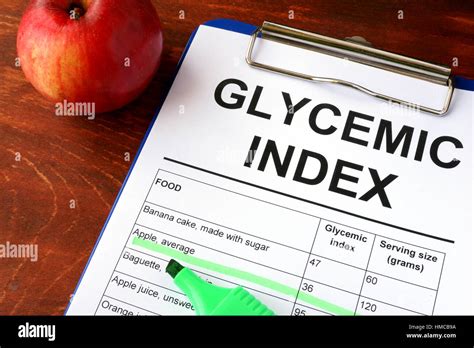 Glycemic Index Chart Hi Res Stock Photography And Images Alamy